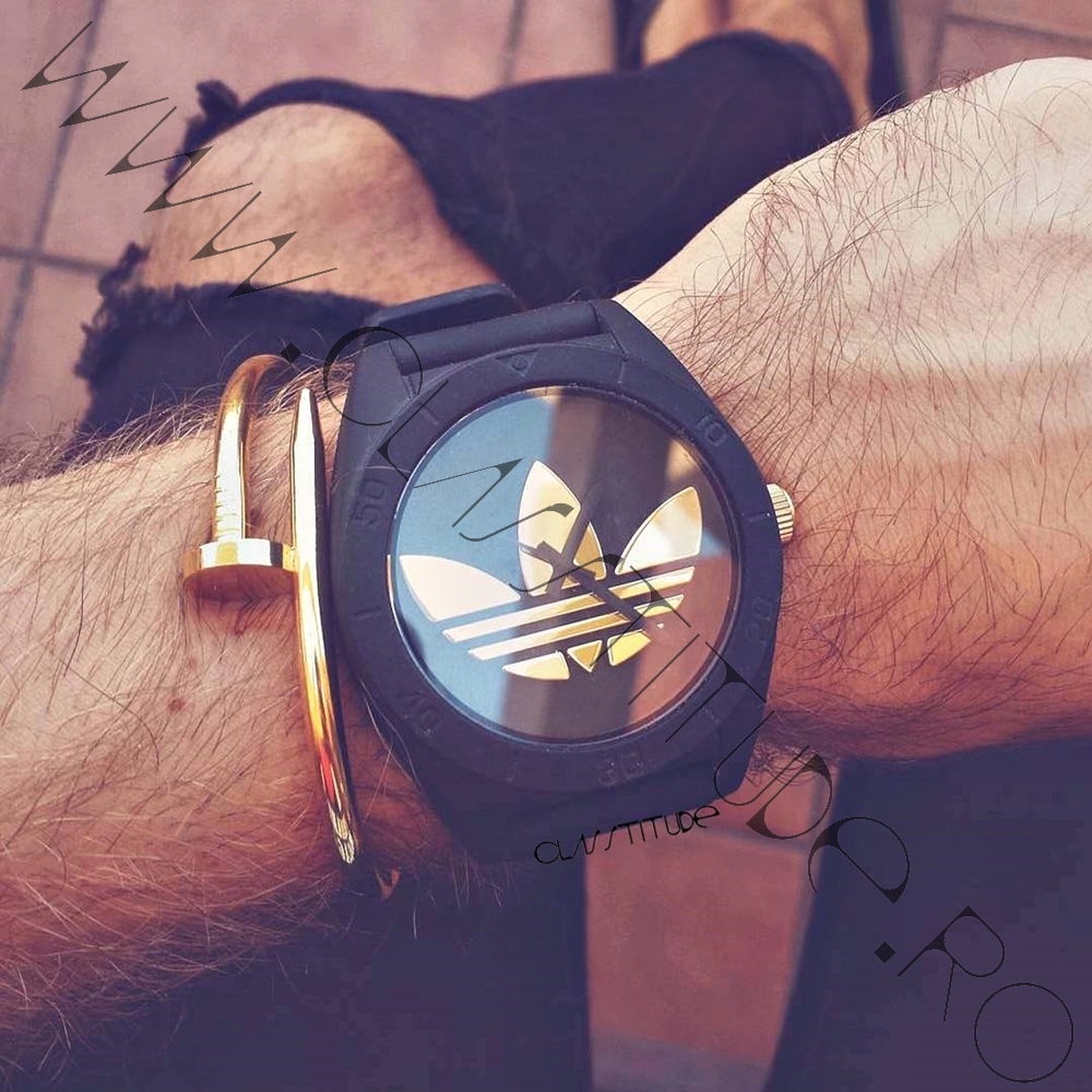 Bratara fixa sub forma de cui din otel inoxidabil placat GOLD