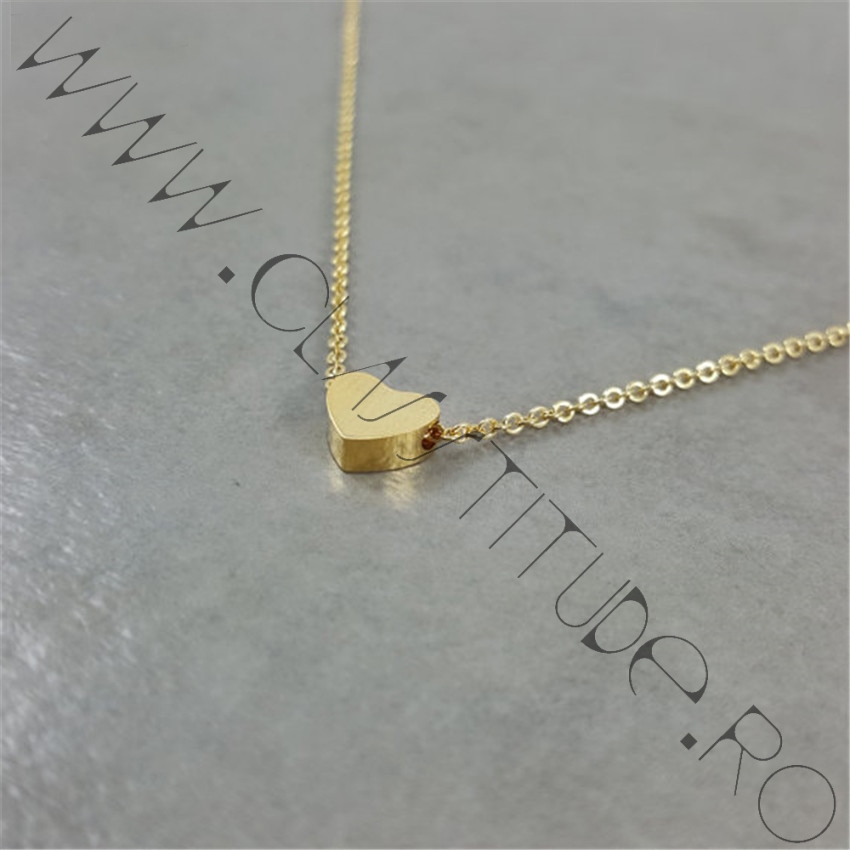 Lantisor cu Medalion Inimioara din Inox Auriu - Classtitude