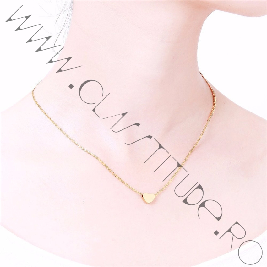Lantisor cu Medalion Inimioara din Inox Auriu - Classtitude