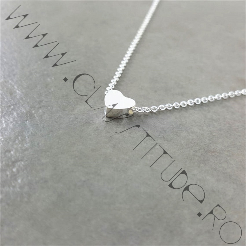 Lantisor cu Pandantiv Inimioara din Otel Inoxidabil Argintiu - Classtitude