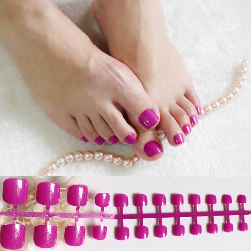 Set 24 tipsuri unghii picioare Magenta - CLASStitude