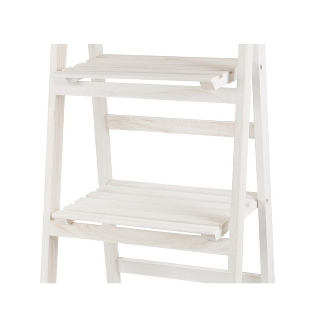 Stand / raft pentru ghivece plate tip etajera de flori cu 4 etaje, Alb